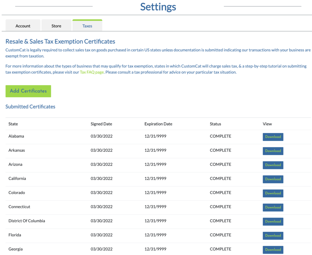 [Tutorial] Submitting a Tax Exemption Certificate - CustomCat